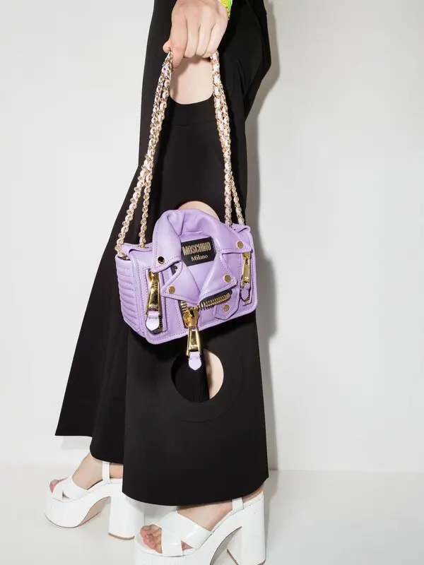 Moschino Biker Leather Shoulder Bag