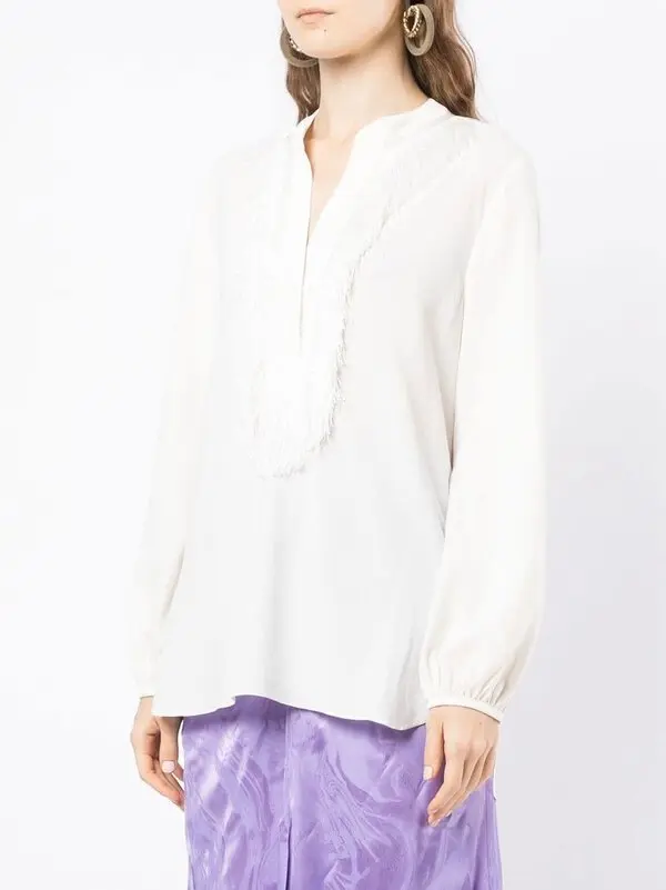 Silvia Tcherassi Frayed-edge V-neck Blouse