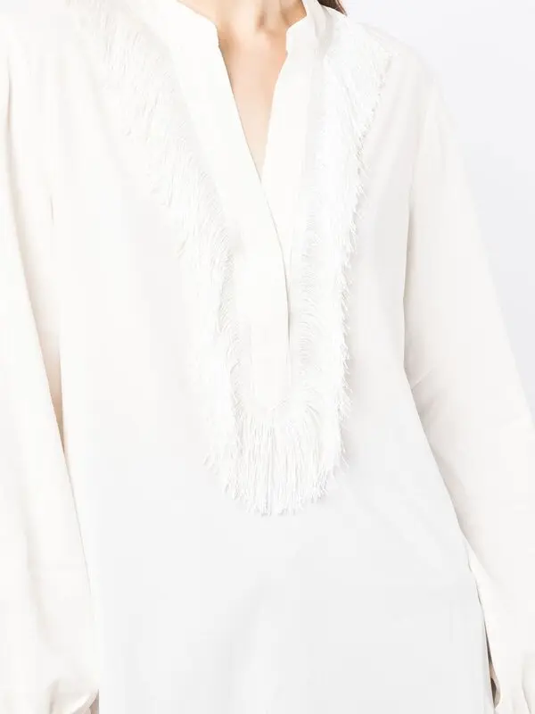Silvia Tcherassi Frayed-edge V-neck Blouse