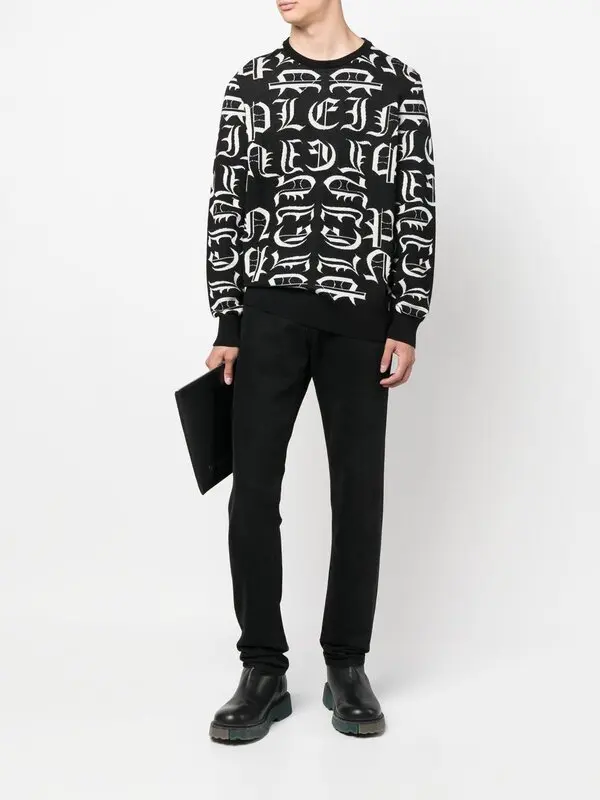 Philipp Plein Logo-embroidered Crew Neck Sweater
