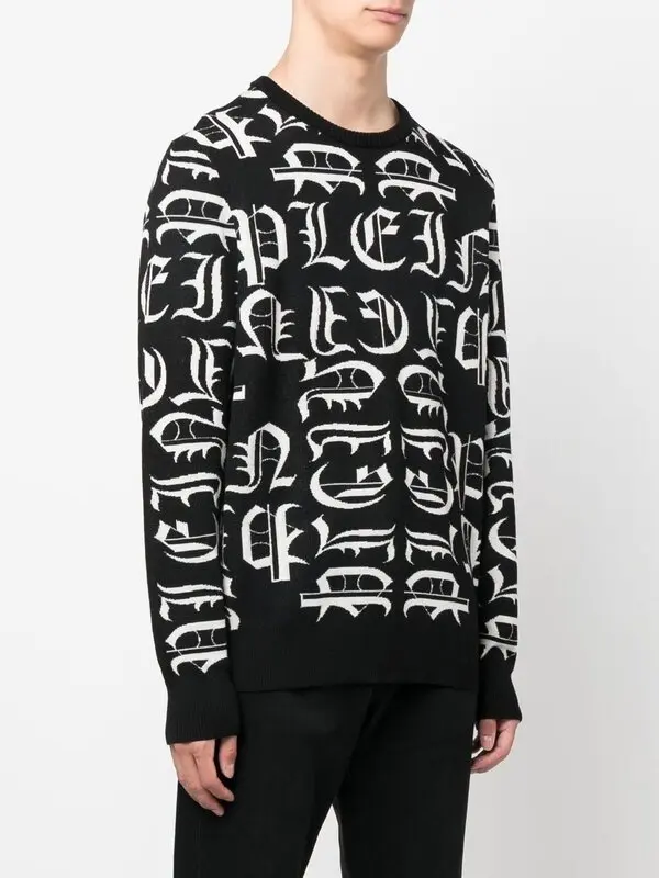 Philipp Plein Logo-embroidered Crew Neck Sweater