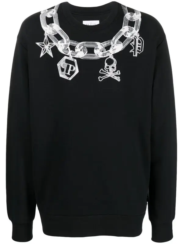 Philipp Plein Chain-link Print Crew Neck Sweater