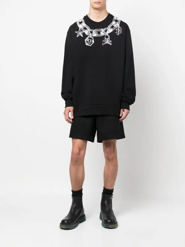 Philipp Plein Chain-link Print Crew Neck Sweater