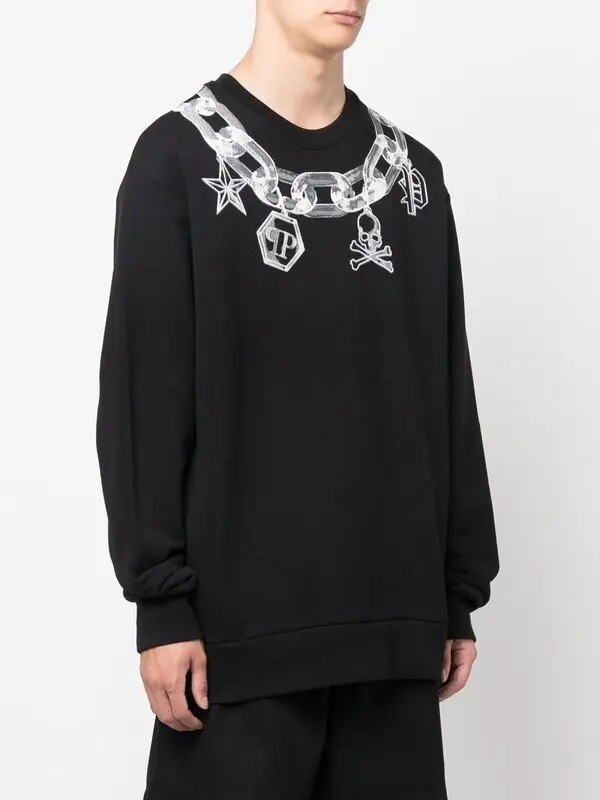 Philipp Plein Chain-link Print Crew Neck Sweater