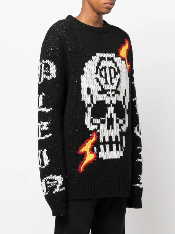Philipp Plein Skull Intarsia-knit Jumper - Black