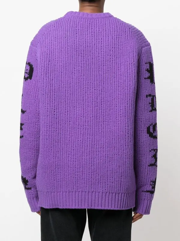Philipp Plein Skull Intarsia-knit Jumper - Purple