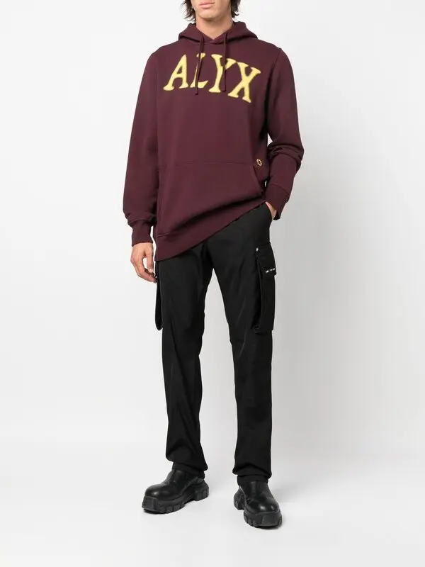 1017 Alyx 9sm Logo-print Long-sleeved Hoodie - Red