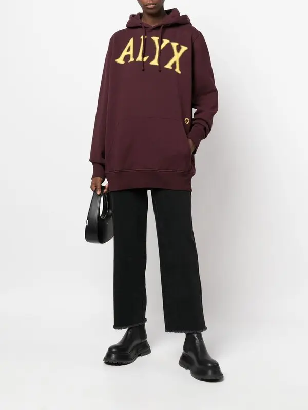 1017 Alyx 9sm Logo-print Long-sleeved Hoodie - Red
