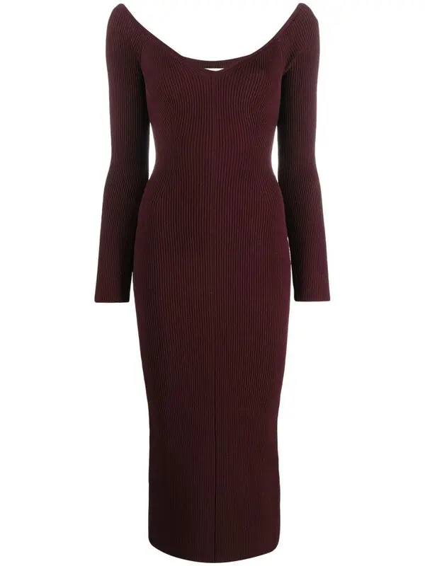 Khaite Ribbed Knit Midi Dress