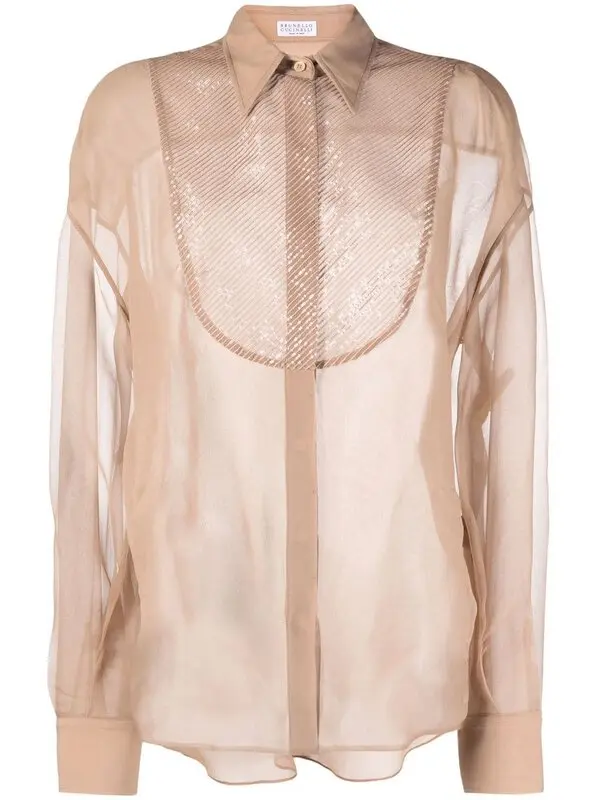Brunello Cucinelli Sheer-design Silk Shirt