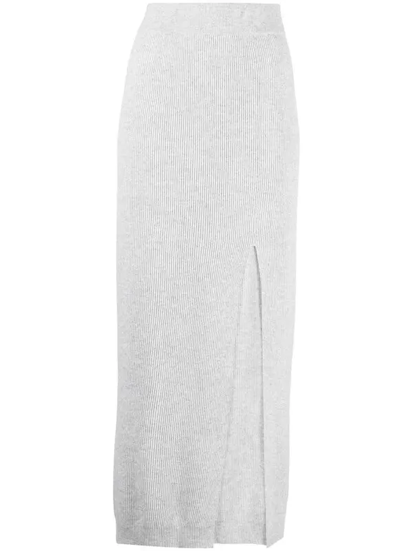 Brunello Cucinelli Ribbed Knit Side-slit Skirt