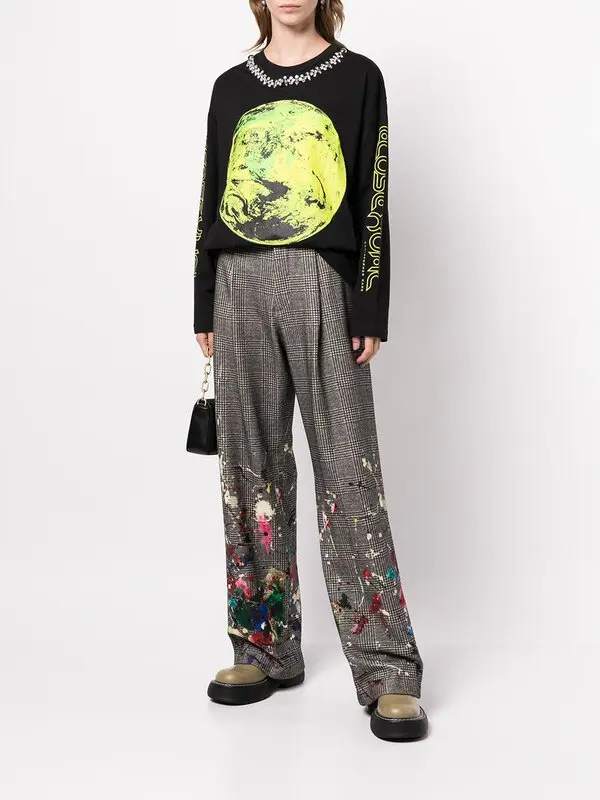 R13 Paint-Splatter Prince Of Wales Trousers In Multicolour - 67