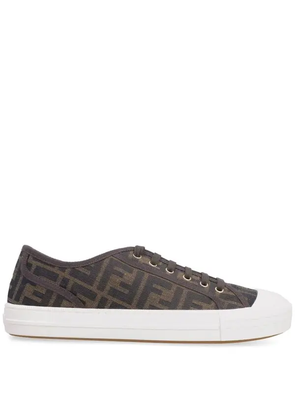 Fendi Ff-motif Domino Sneakers - Brown
