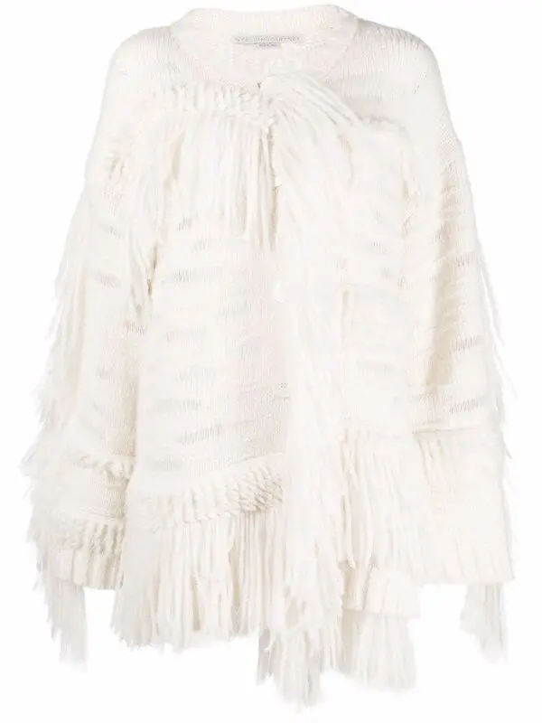 Stella McCartney Oversized Fringed Jumper - White