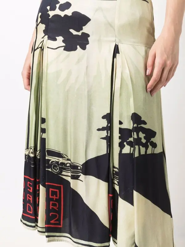 Dsquared2 Graphic Print Box Pleat Midi Skirt
