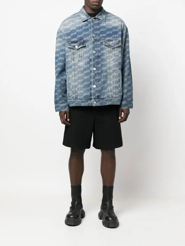 Balenciaga Logo-print Washed Denim Jacket