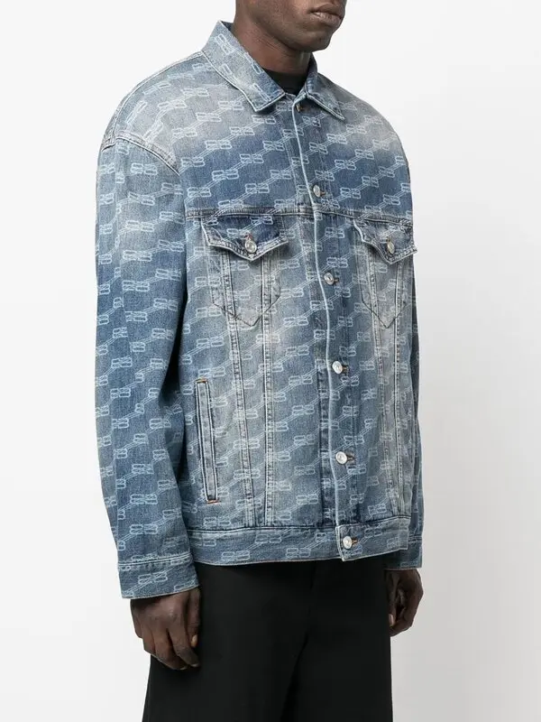 Balenciaga Logo-print Washed Denim Jacket