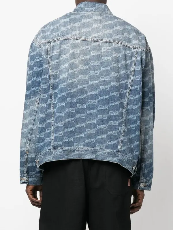 Balenciaga Logo-print Washed Denim Jacket