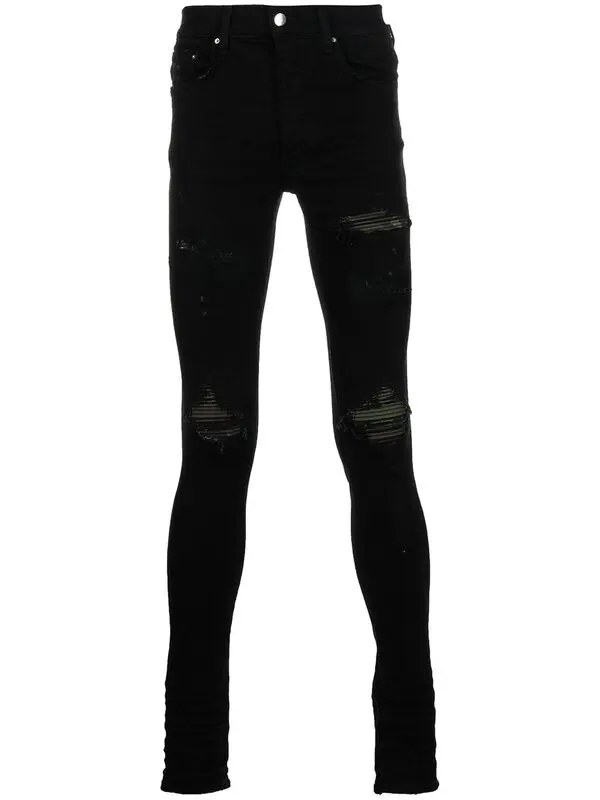 Amiri Ripped-detail Denim Jeans - Black