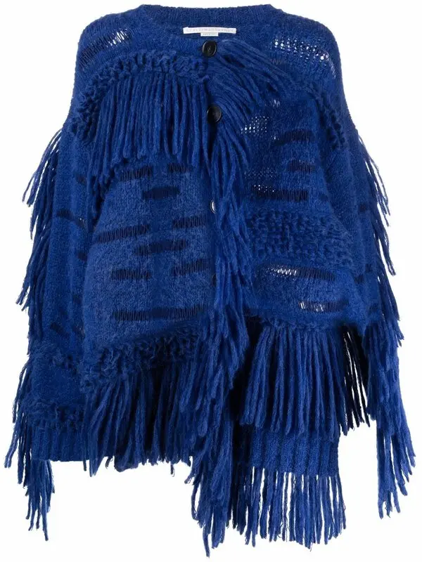 Stella McCartney Oversized Fringed Jumper - Blue