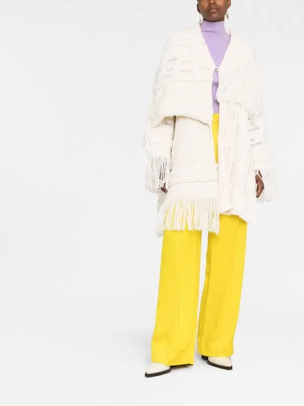 Stella McCartney Asymmetric Fringed Cardigan - White