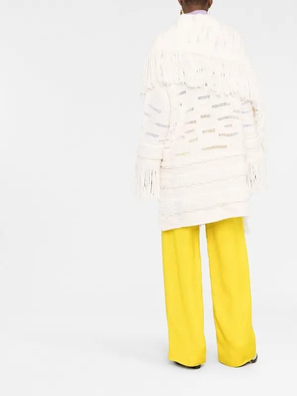 Stella McCartney Asymmetric Fringed Cardigan - White