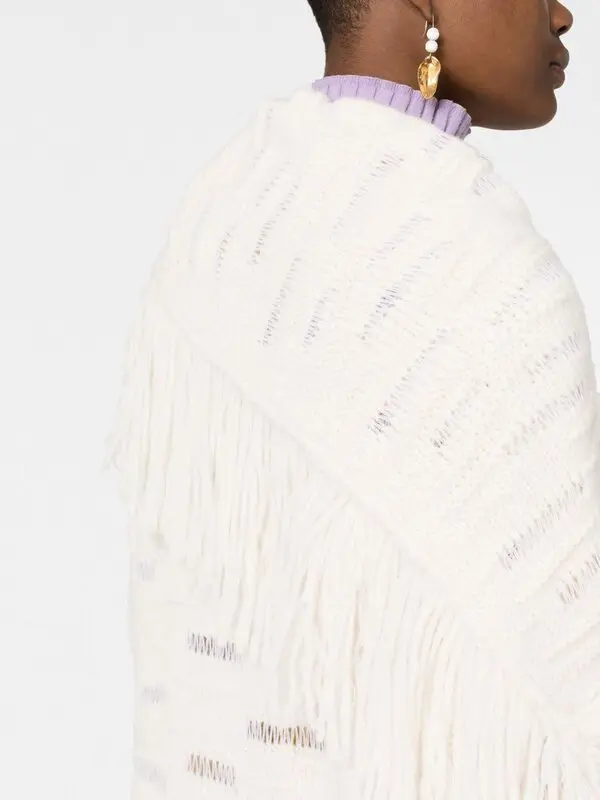 Stella McCartney Asymmetric Fringed Cardigan - White