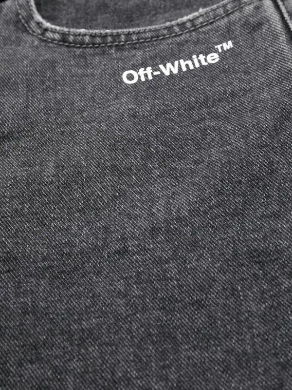 Off-White Diag-stripe Denim Shorts - Grey