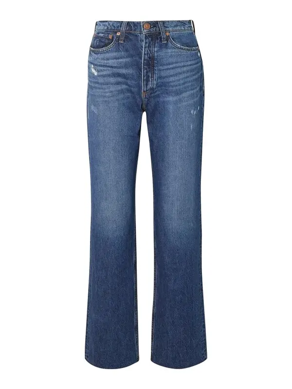 Rag & Bone Alex Distressed High-rise Straight-leg Organic Jeans
