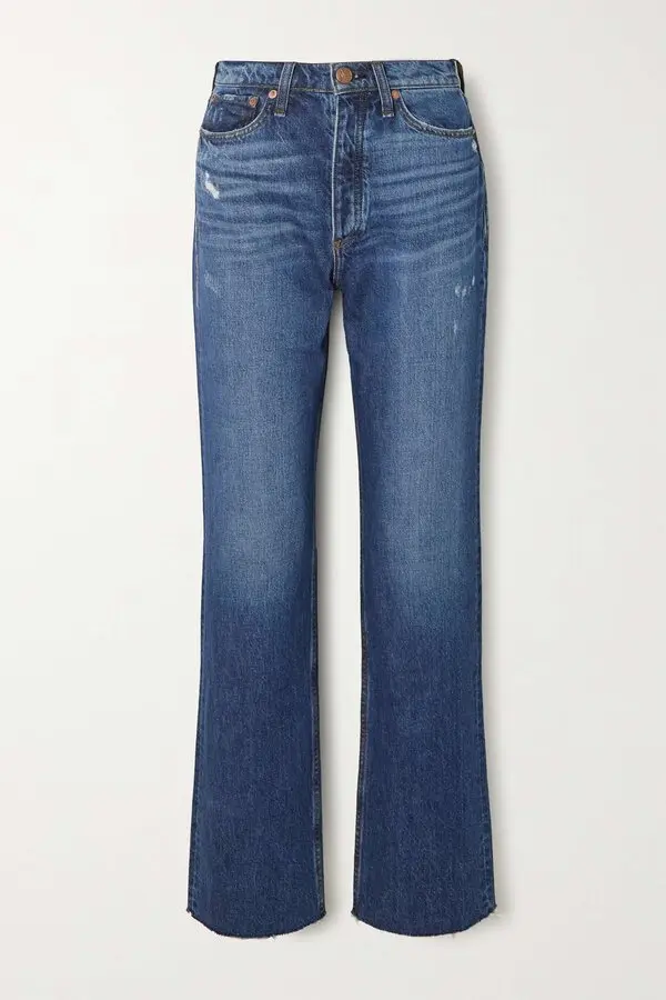Rag & Bone Alex Distressed High-rise Straight-leg Organic Jeans