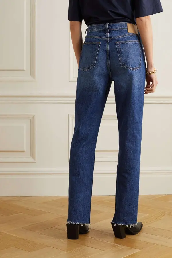 Rag & Bone Alex Distressed High-rise Straight-leg Organic Jeans