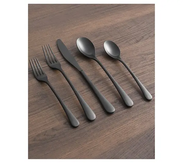 CAMBRIDGE SILVERSMITH S Xyla Black Satin 20-piec Flatware Set