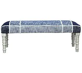 OX BAY TRADING CO. Ox Bay Modern Blue Plaid Bench Indoor Bench - One-color