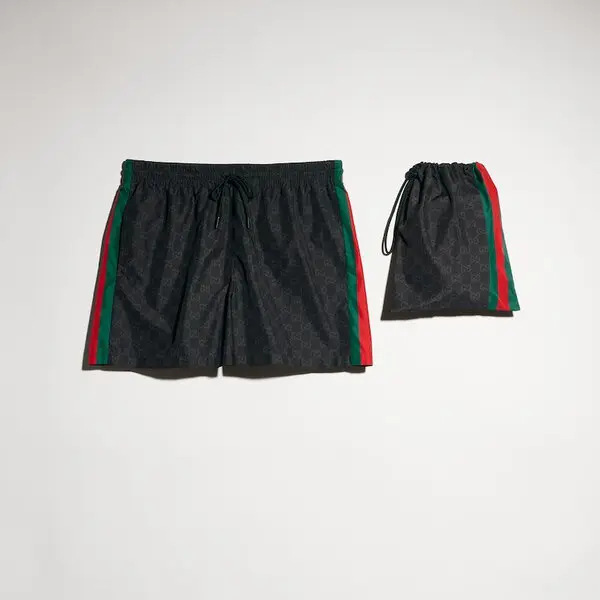 Gucci Gg Print Nylon Swim Shorts - Black