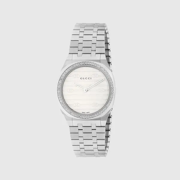 Gucci 25h 30mm Diamond Watch - Steel