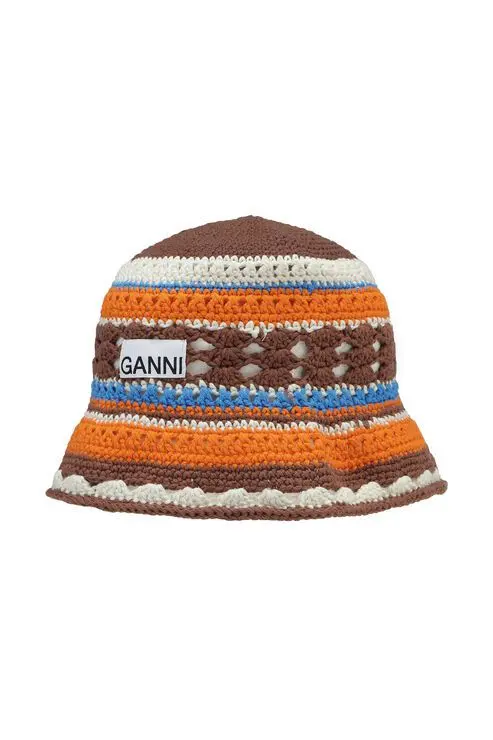NEW Ganni Logo Organic Cotton Denim Bucket Hat XS/S GANNI | Sustainable Designer Fashion main image 4