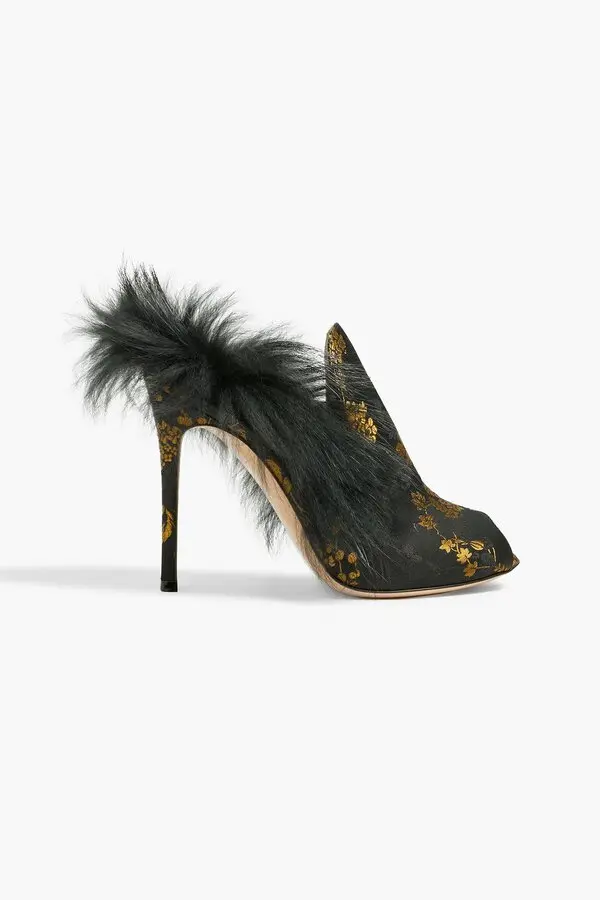GIANVITO ROSSI Benton Feather-embellished Sandals - Black