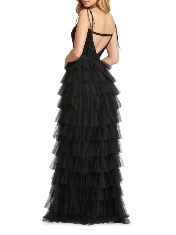 Mac Duggal Ieena Tiered Tulle & Sequin Gown