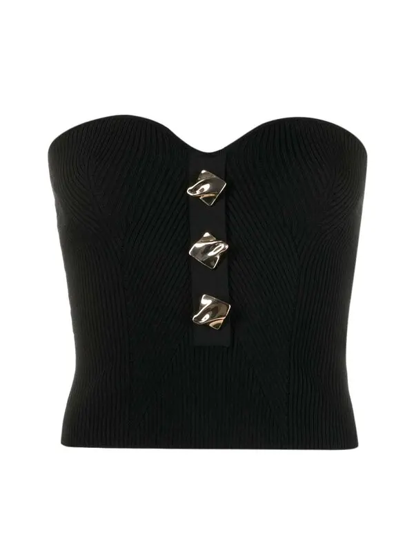SELF-PORTRAIT Strapless Ribbed Knit Top