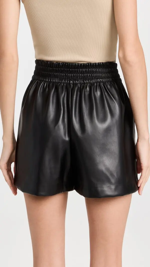 Susana Monaco Faux Leather Pleated Shorts - Black