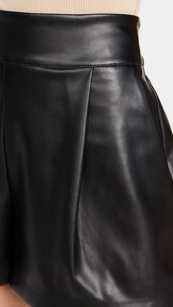 Susana Monaco Faux Leather Pleated Shorts - Black