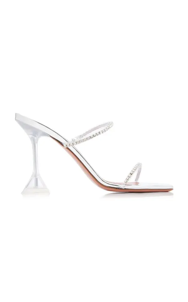 Amina Muaddi Gilda Crystal-embellished Pvc Mules - Clear