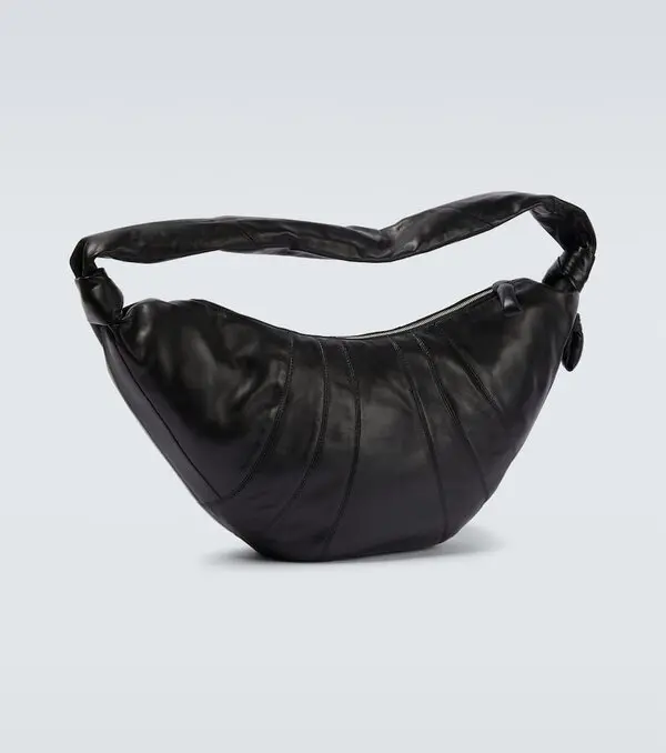 LEMAIRE Croissant Large Leather Shoulder Bag - Black