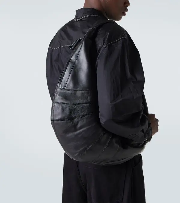 LEMAIRE Croissant Large Leather Shoulder Bag - Black