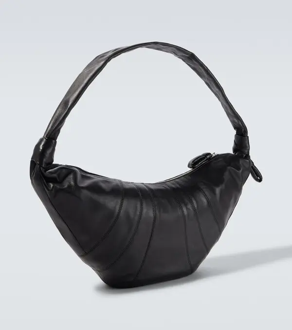 LEMAIRE Croissant Large Leather Shoulder Bag - Black