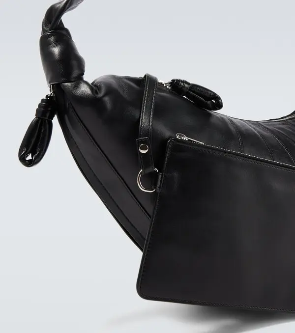 LEMAIRE Croissant Large Leather Shoulder Bag - Black