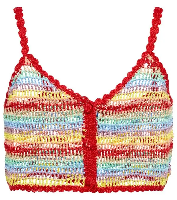 Anna Kosturova Striped Crochet Crop Top - Multicoloured