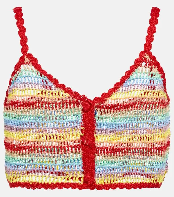 Anna Kosturova Striped Crochet Crop Top - Multicoloured