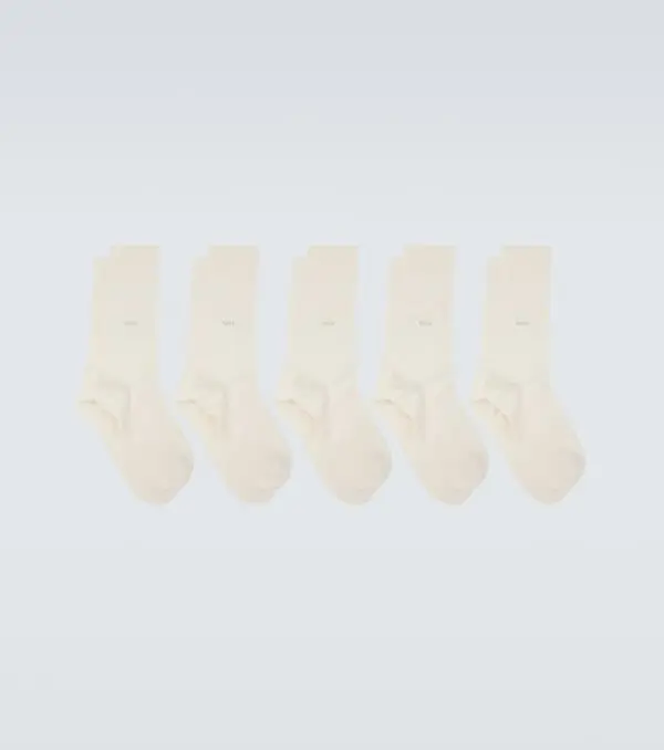 CDLP Set Of 5 Pairs Of Crew Socks - White