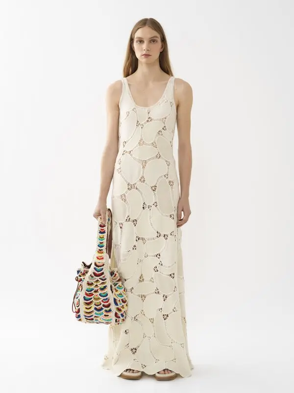 Chlo Long Flared Tank Dress - Whisper White | Editorialist